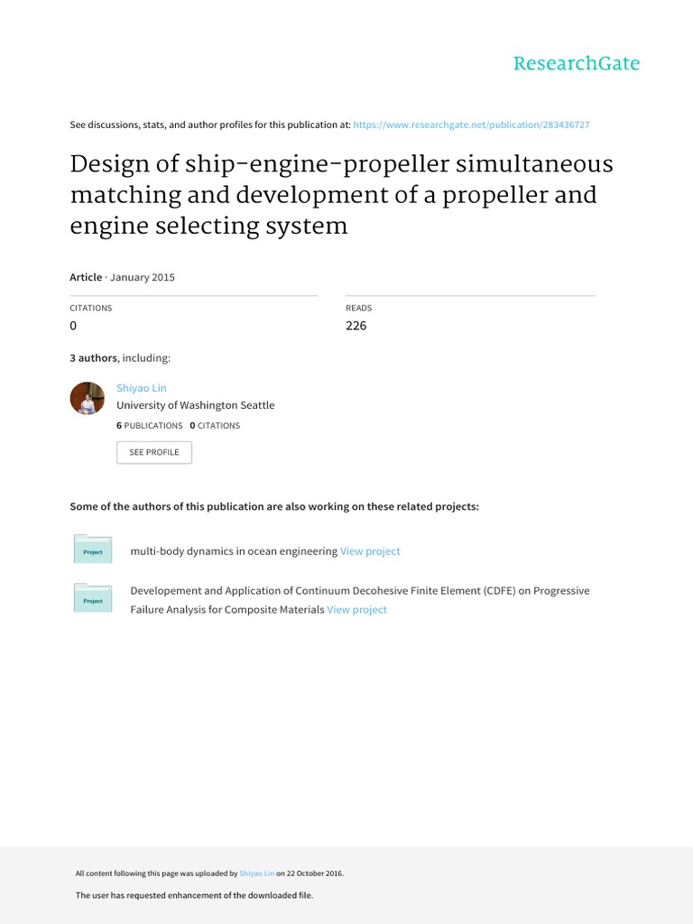Design of Ship-Engine-Propeller Simultaneous Matching and Development ...