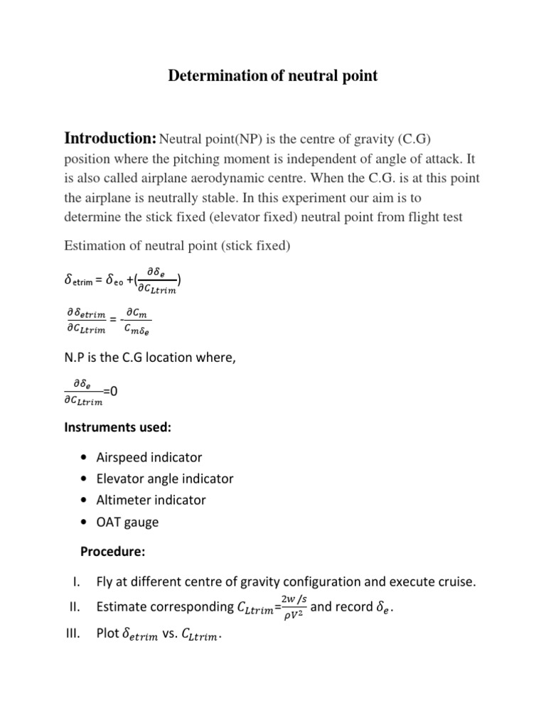 Determining Aircraft Neutral Point | PDF
