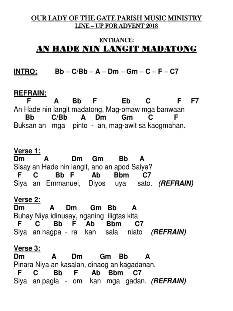 Bikol Advent Songs Chords 2018 | PDF | Song Structure | Oral Tradition