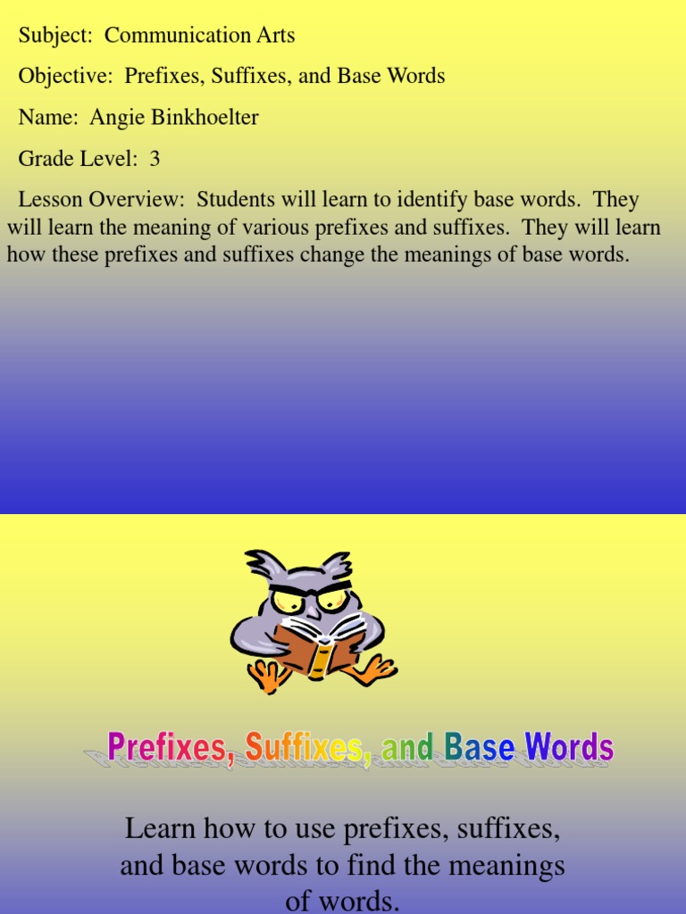 Analyzing Word Parts: Identifying Prefixes, Suffixes, and Base Words in ...