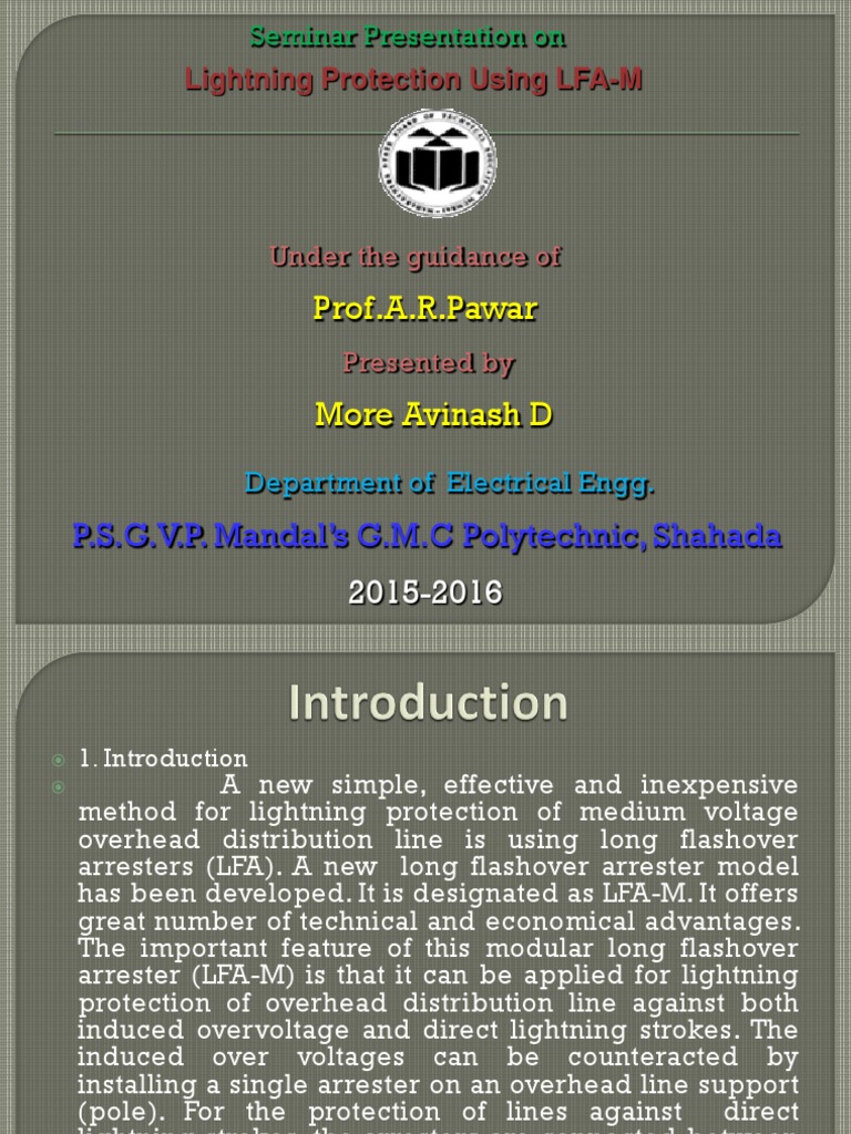 Lightning Prtection Using LFA | PDF | Electric Arc | Insulator (Electricity)