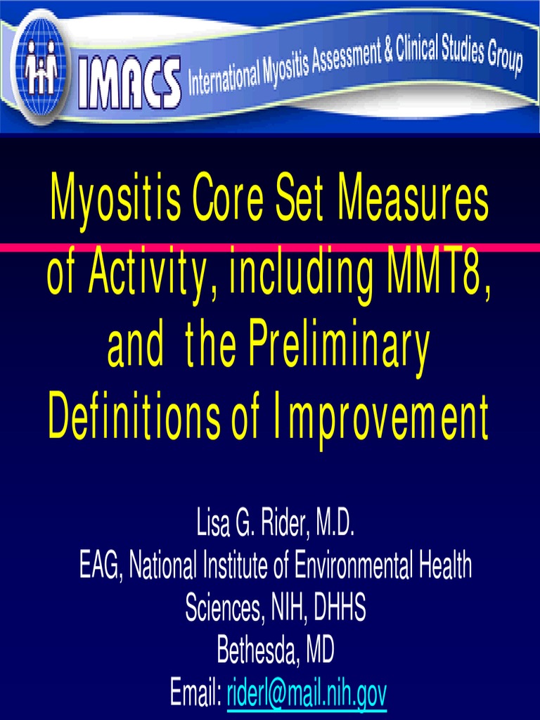 Myositis Core Set Measures of Activity Including The Mmt8 and ...