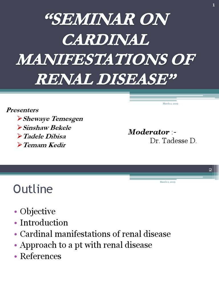 Cardinal Manifestations of Renal Disease | PDF | Creatinine | Renal ...