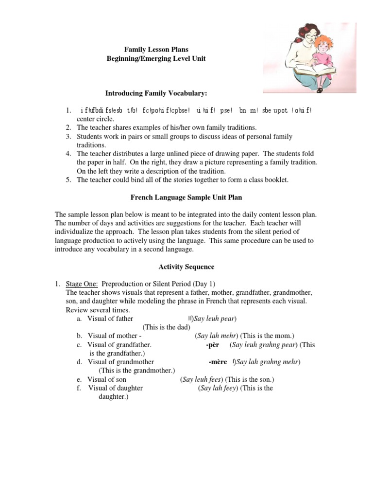 Family Lesson Plans French | PDF | Question | France