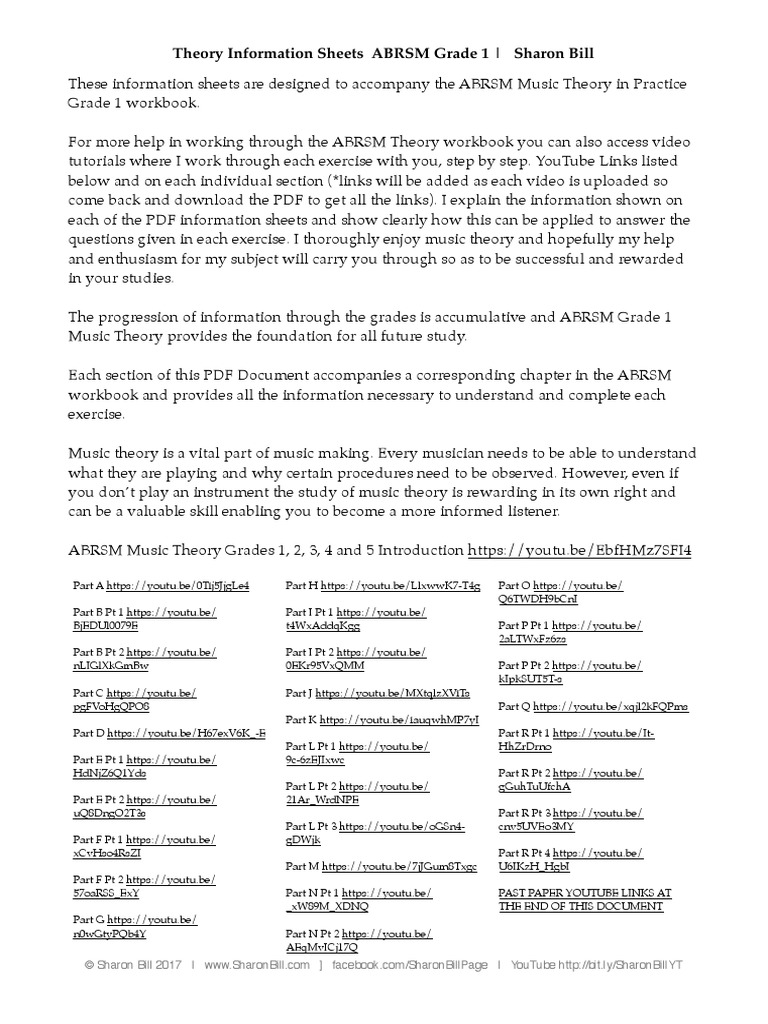 ABRSM Music Theory Grade 1 by Sharon Bill A4 | PDF | Scale (Music ...