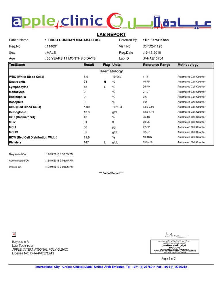 Lab Report: Haematology | PDF | White Blood Cell | Cells