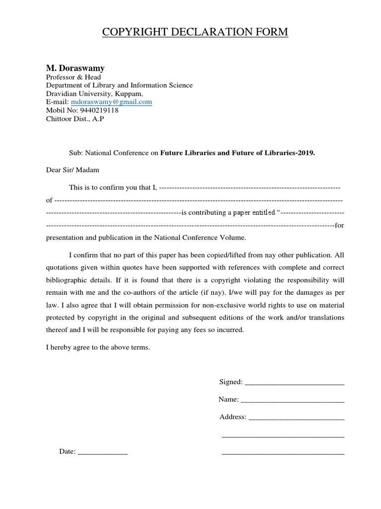 Copyright Declaration Form | PDF | Freedom Of Expression Law | Copyright