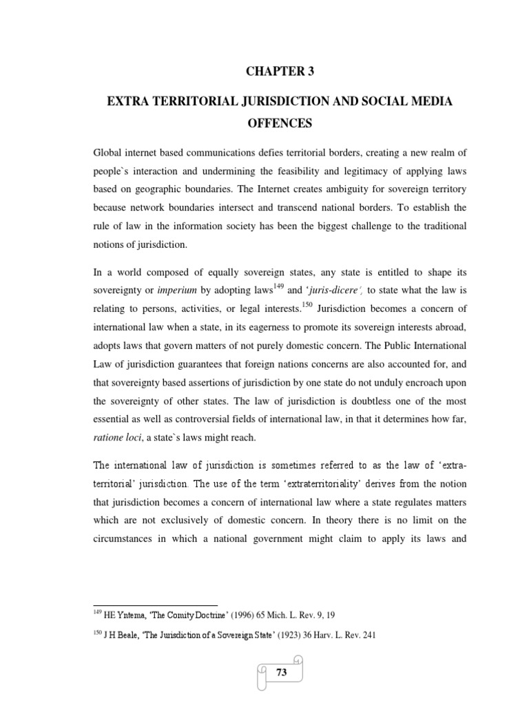 Extraterritorial Jurisdiction in Cyber Law | PDF | Minimum Contacts ...