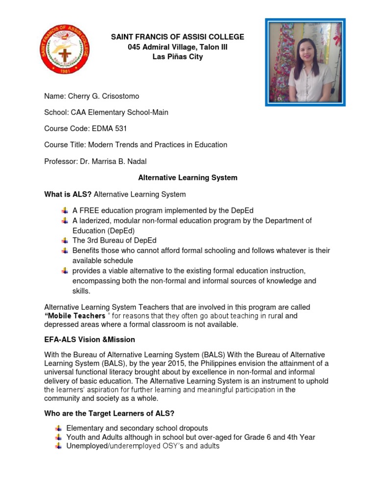 Alternative Learning System | PDF | Educational Technology | Literacy