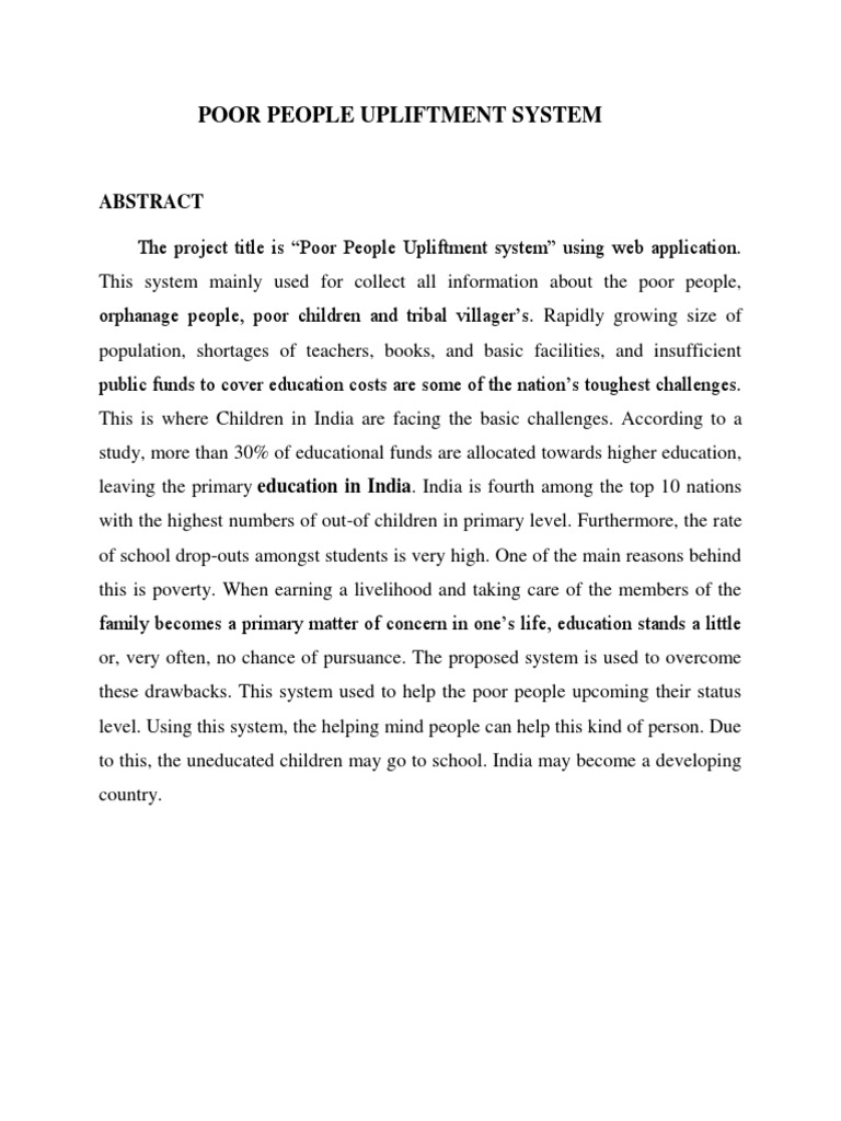 Poor People Upliftment System | PDF | Social Science
