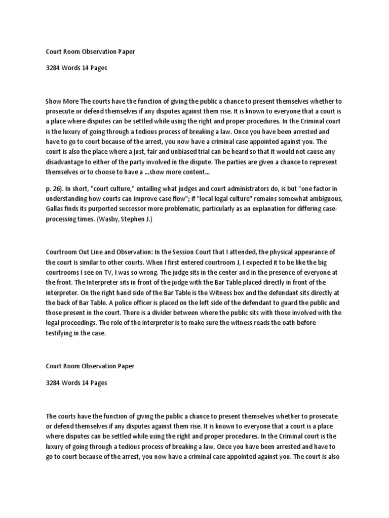 Court Room Observation Paper | PDF | Courtroom | Witness