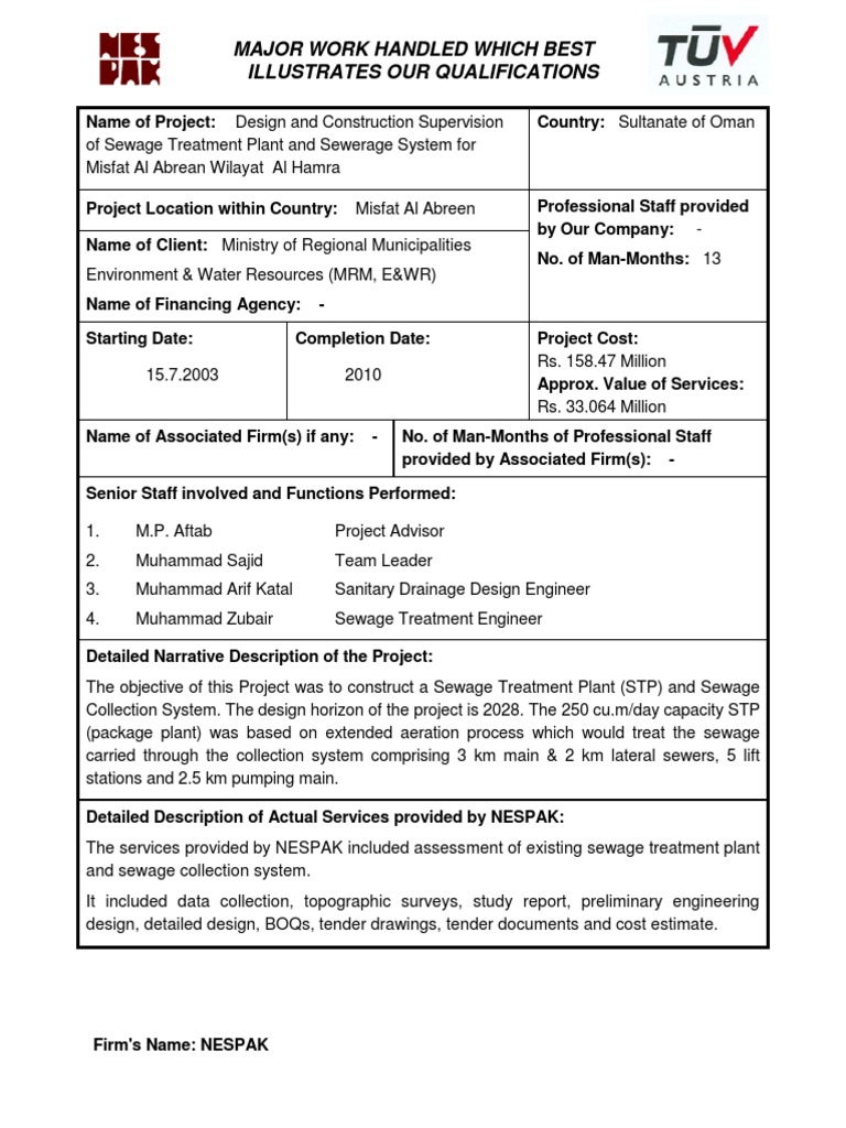Major Work Handled Which Best Illustrates Our Qualifications | PDF ...