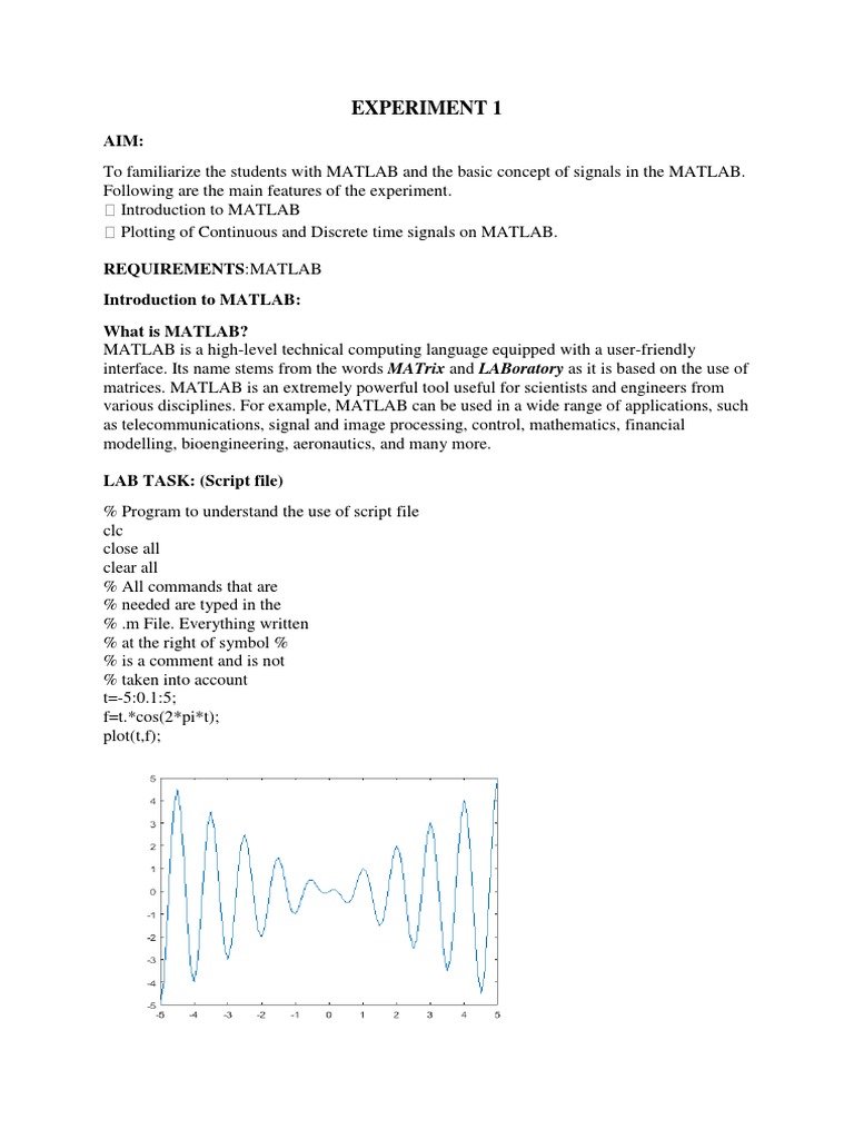 Lab - Exp - 1 and 2 | PDF | Discrete Time And Continuous Time | Matlab