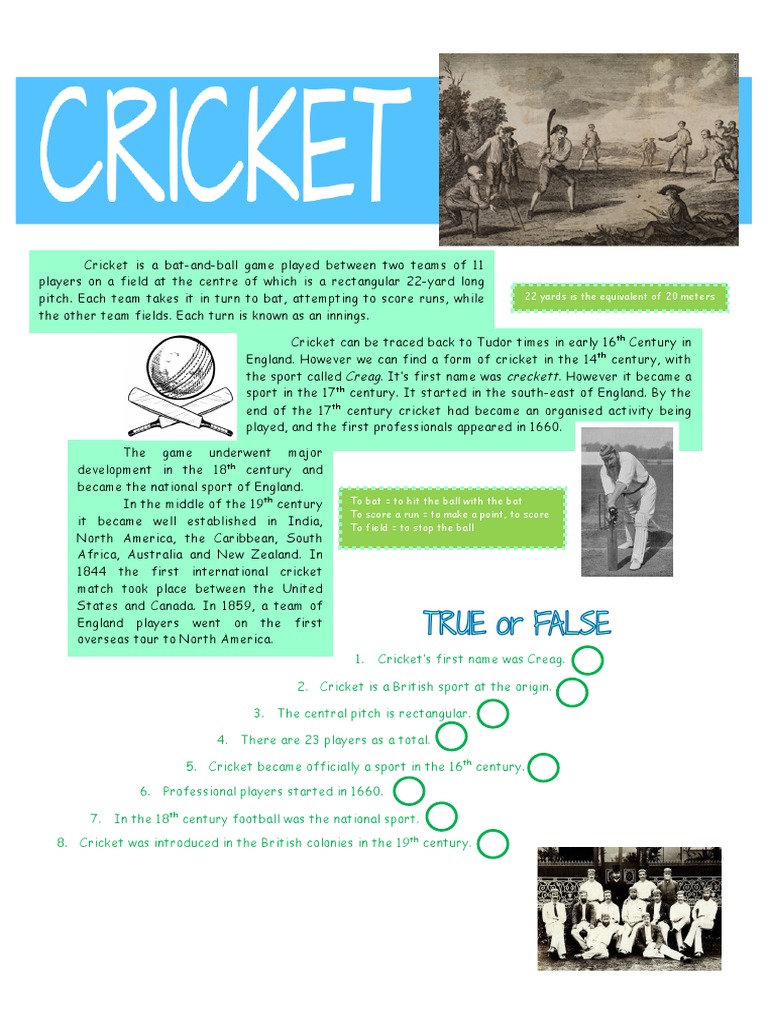 Cricket Worksheet | PDF