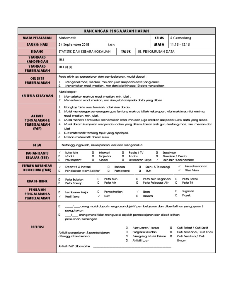 RPH MT 5C Minggu 35 (24 Sept) Isnin | PDF
