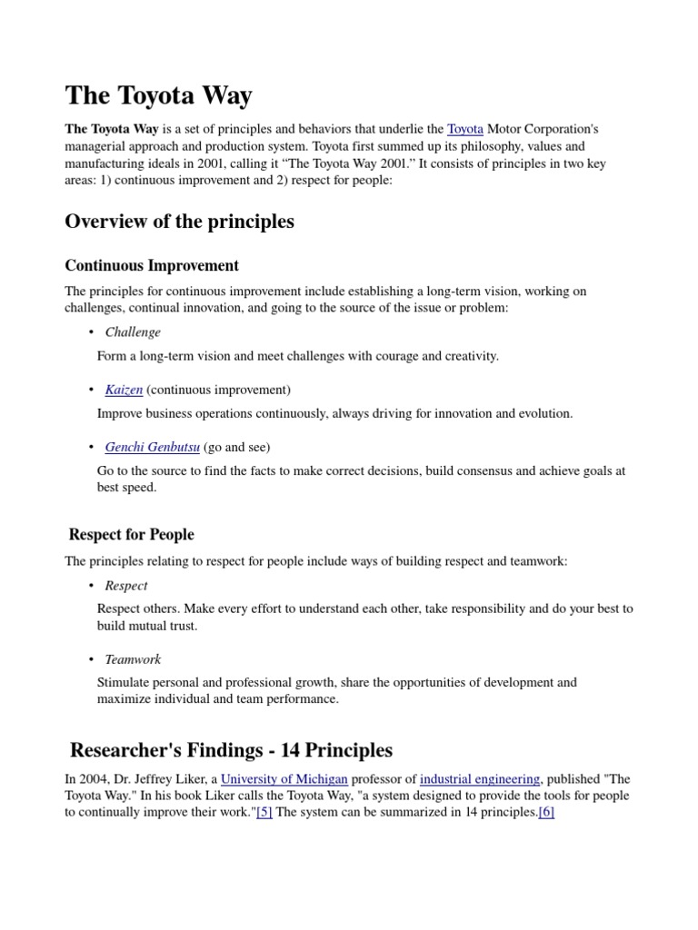 Toyota Way | PDF | Cognitive Science | Business