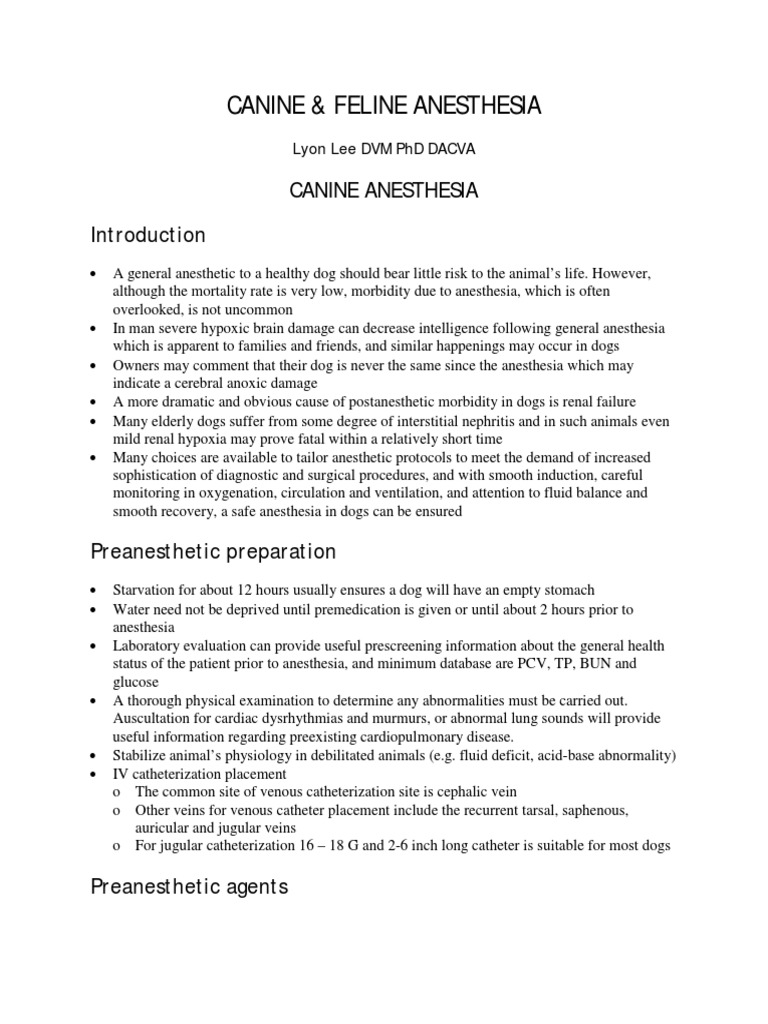 Canine Feline Anesthesia | PDF | Anesthesia | Opioid