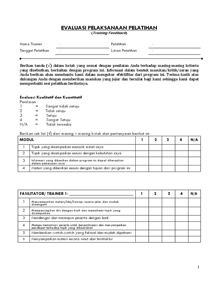 Training Evaluation Form | PDF