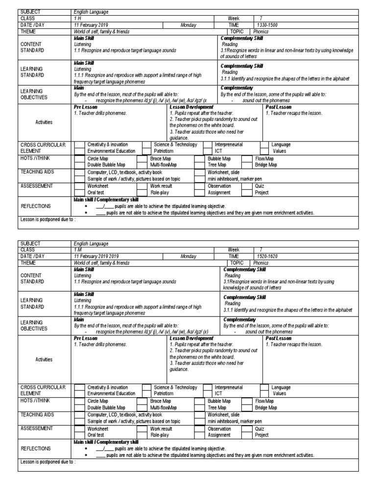 Borang - PTM - (1) - Page-001 - 28 - 01 - 2016 | PDF | Phonics ...