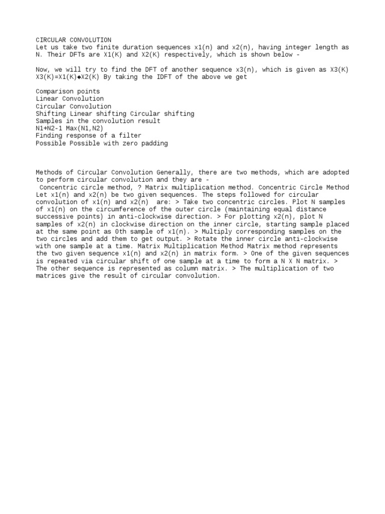 Circular Convolution | PDF | Teaching Methods & Materials | Technology & Engineering