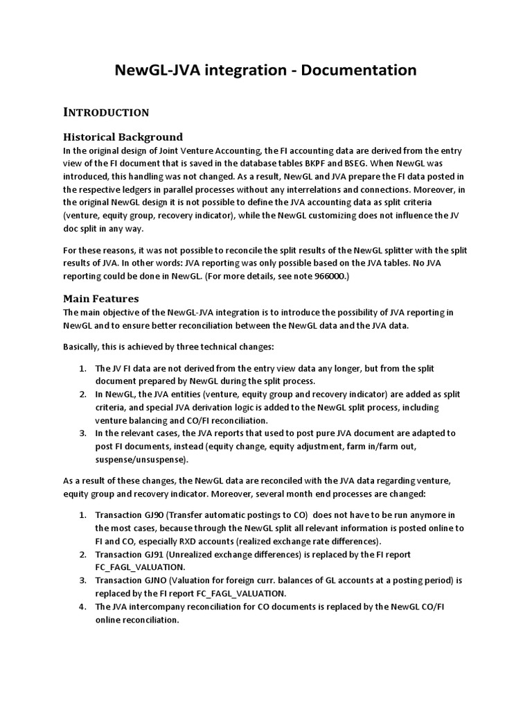 NewGL-JVA Integration Guide | PDF | Joint Venture | Debits And Credits