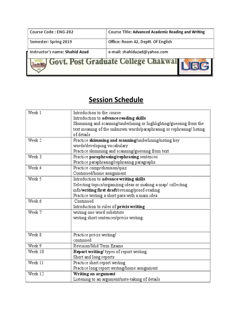 ENG-202 Advance Academic Reading and Writing BS | PDF