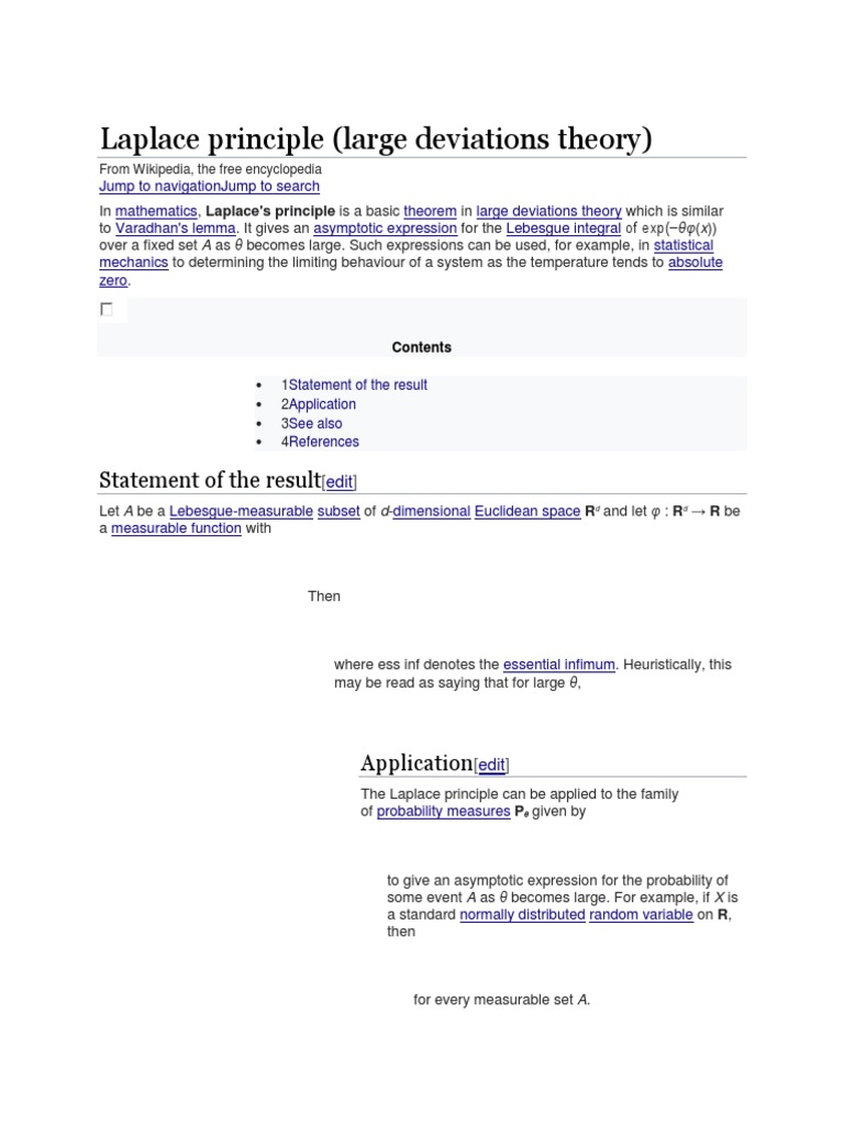 Laplace Principle | PDF | Wikipedia | Measure Theory