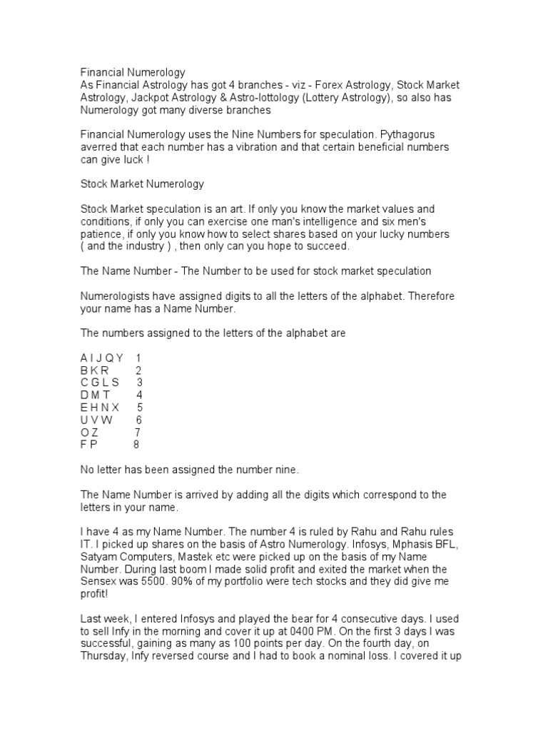 Numerology Strategies for Stock Trading | PDF | Science | Astronomy