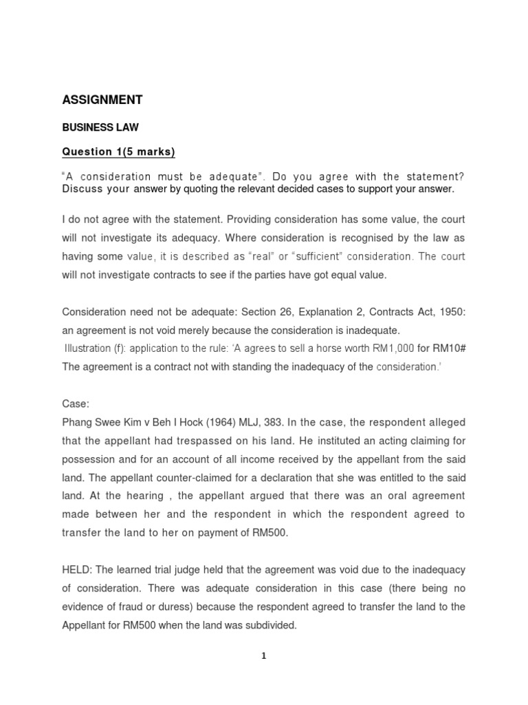 Assignment Business Law.2 | PDF | Partnership | Offer And Acceptance