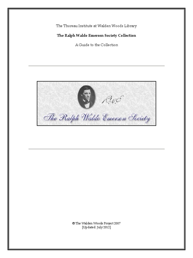 Archives of The Ralph Waldo Emerson Society - A Finding Aid PDF | PDF ...