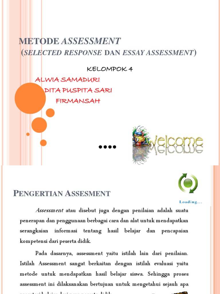 Metode Assessment: Pilihan dan Fungsi | PDF