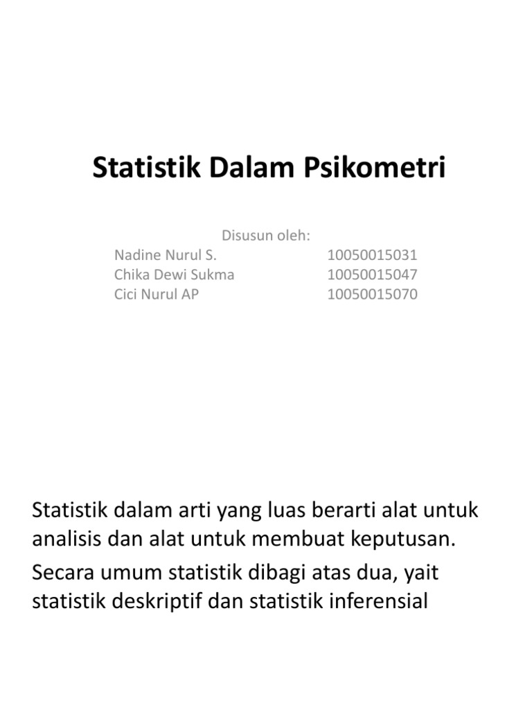 Statistik Dalam Psikometri | PDF | Karier & Perkembangan | Pengembangan ...