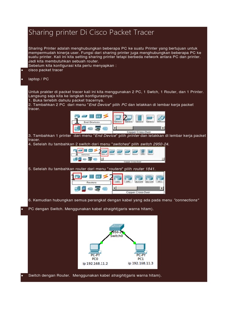 Sharing Printer Di Cisco Packet Tracer | PDF