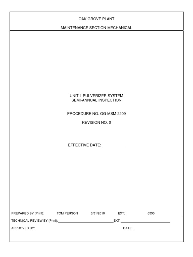 Sample Maintenance Procedure PDF | PDF | Nut (Hardware) | Screw