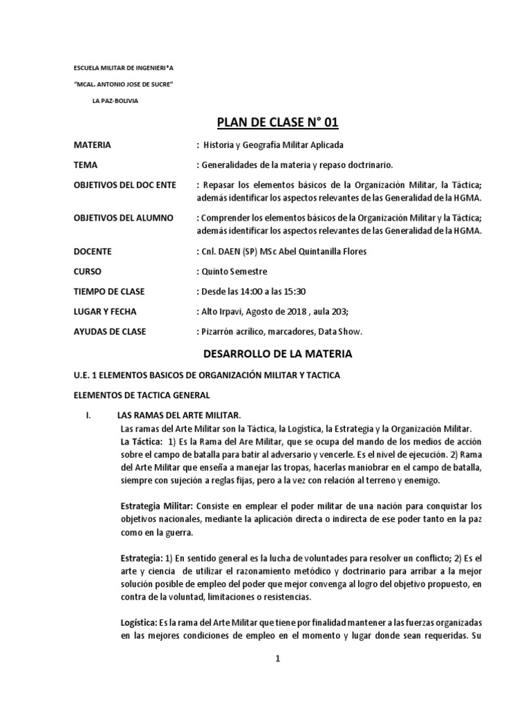 Hgma Plan de Leccion 2 Emi | PDF | Militar | Estrategia militar