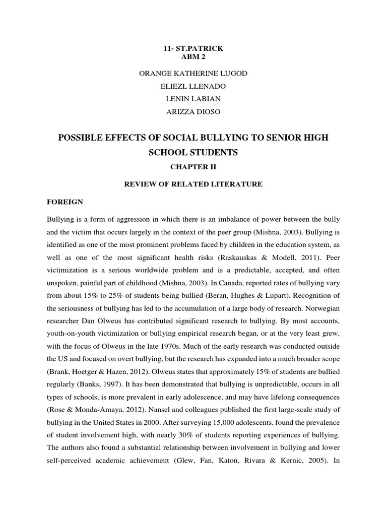 RRL | PDF | Cyberbullying | Bullying