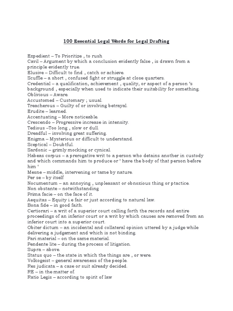 100 Essential Legal Words | PDF | Writ | Virtue
