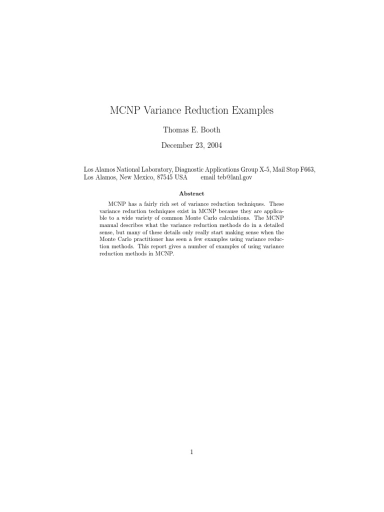 Examples of Using Variance Reduction Techniques in MCNP Simulations ...