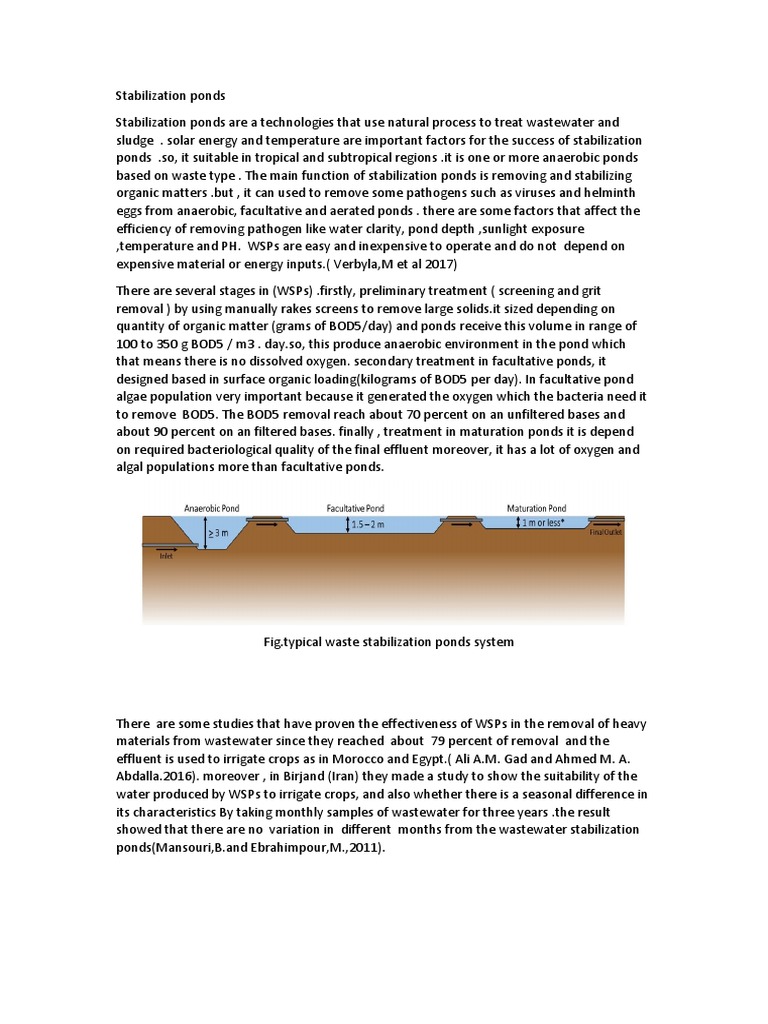 Stabilization Ponds | PDF | Water And The Environment | Waste Treatment ...