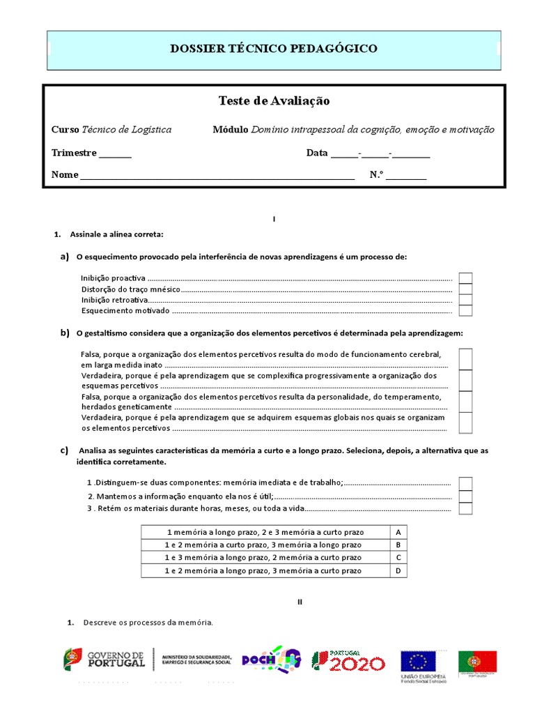 Teste PSI | PDF | Percepção | Memória