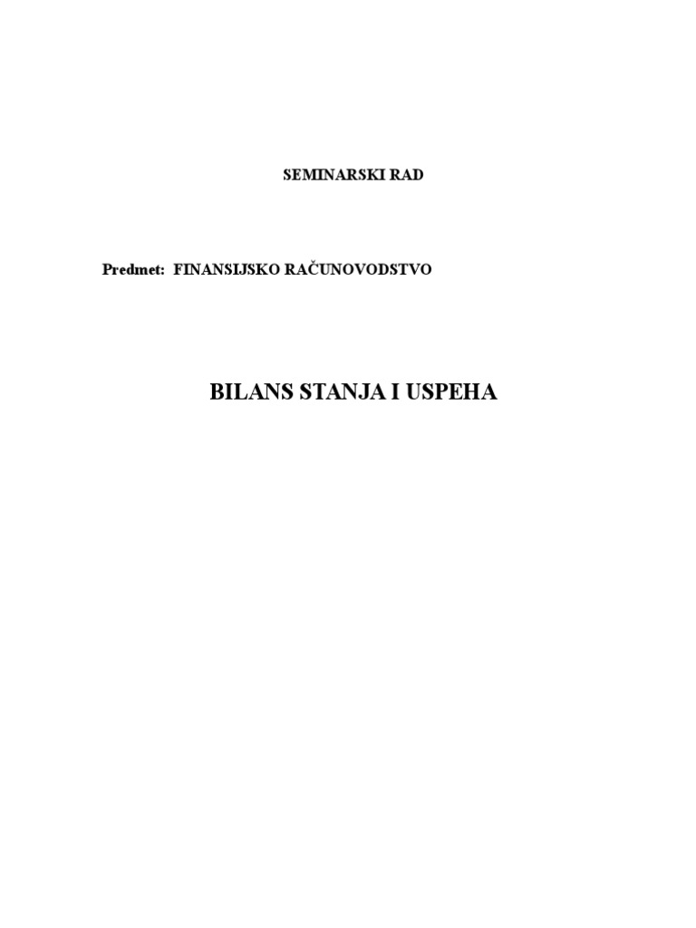 Bilans Stanja I Uspeha Sadrzaj Page 2 | PDF