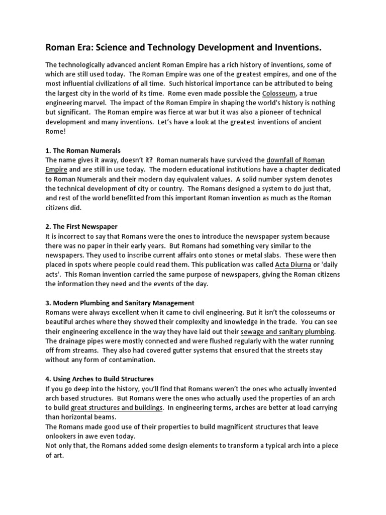 Roman Innovations in Science and Technology | PDF | Roman Empire | Codex