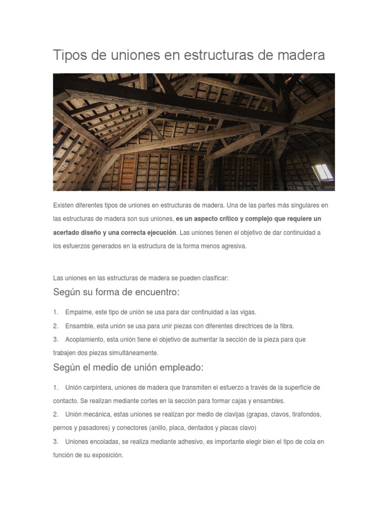 Tipos de uniones en madera estructural | PDF | Madera | Expansión térmica