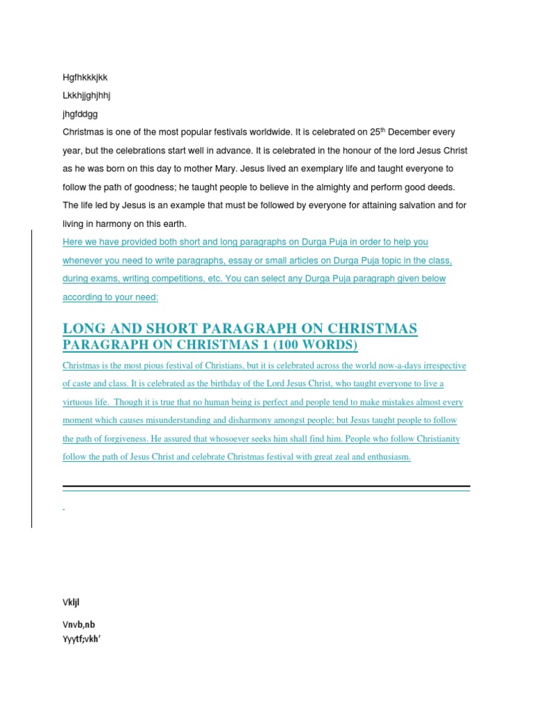 Long and Short Paragraph On Christmas | PDF | Religion & Spirituality