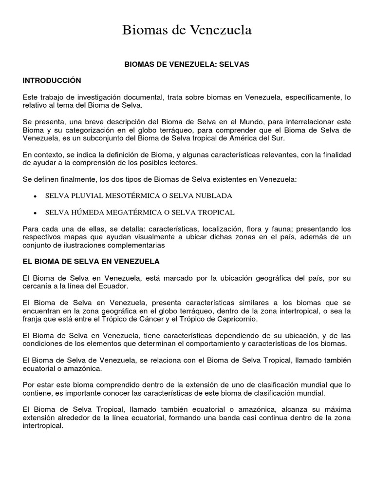 Biomas de Venezuela Selvas | Descargar gratis PDF | Selva | Zona tropical