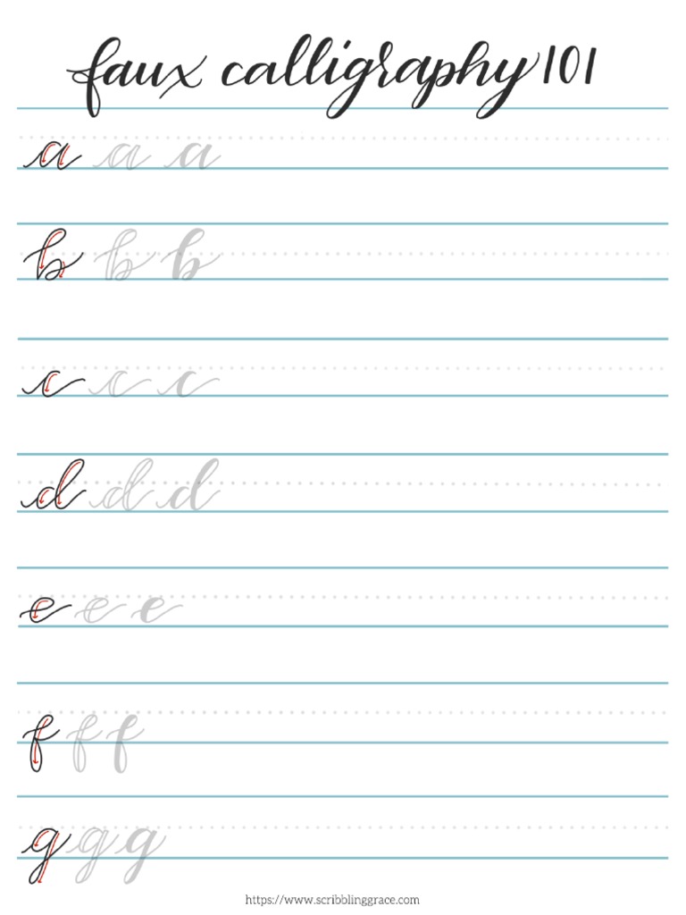 Faux Calligraphy Worksheets | PDF