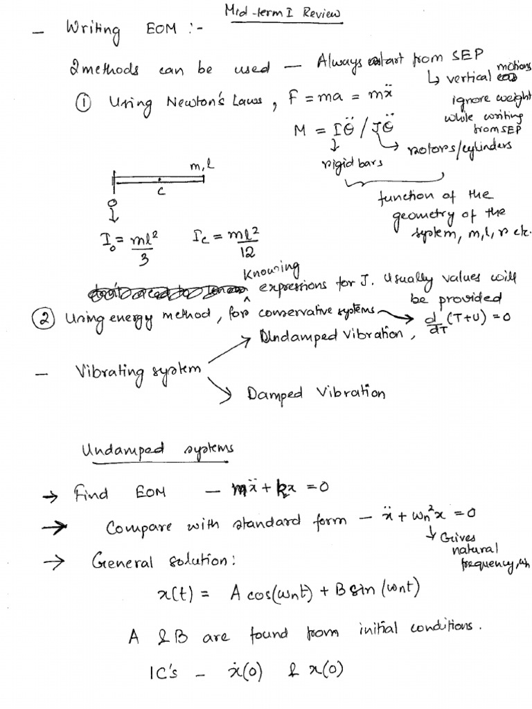 Exam 1 Review - Vibrations and Controls UCF | PDF