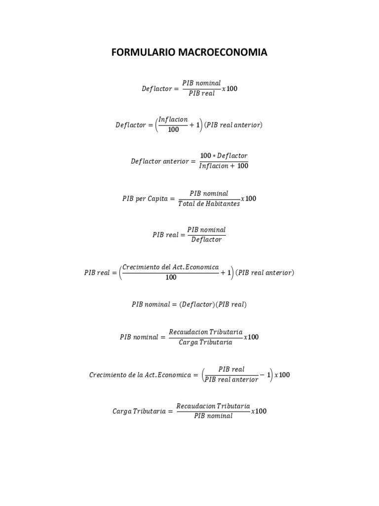 Formulario Macroeconomia | PDF