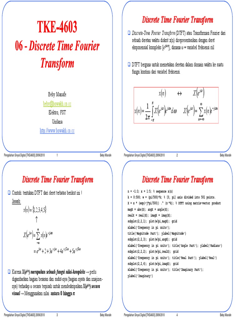 DTFT (Discrete Time Fourier Transform | PDF DTFT (Discrete Time Fourier Transform | PDF