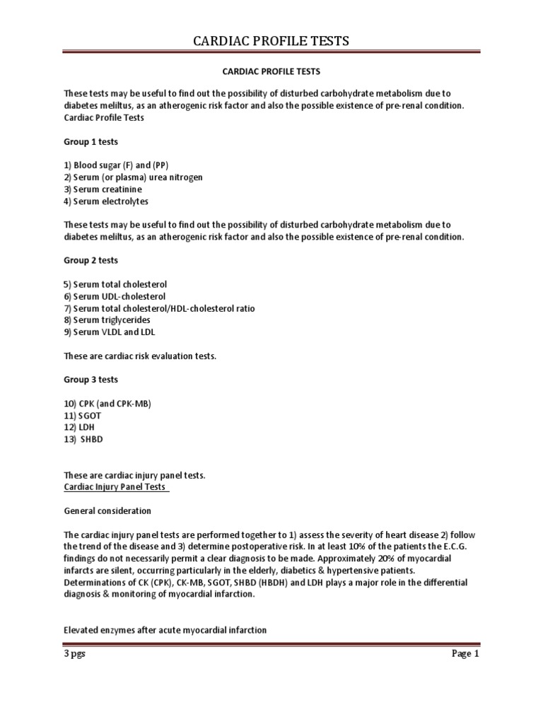 Reference Values Lab Tests Cardiac Profile Tests 3 Pgs | PDF | Cardiac ...